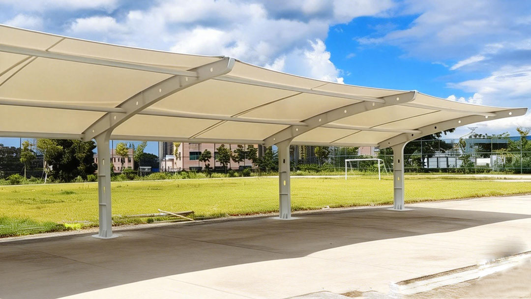 L-Shape PVDF Tensile Carport for EV Charging Stations | Adhaiwell